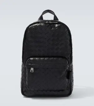 Bottega Veneta Intrecciato Leather Backpack - Black