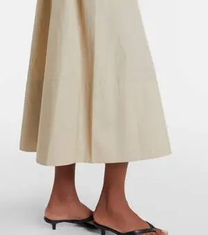 Vince Belted Cotton Poplin Midi Dress - Beige