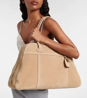 Miu Miu Suede Bowling Bag - Beige