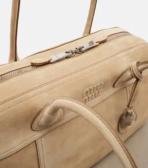 Miu Miu Suede Bowling Bag - Beige
