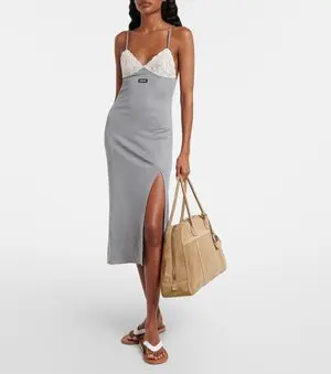 Miu Miu Vivant Large Suede Bowling Bag - Beige