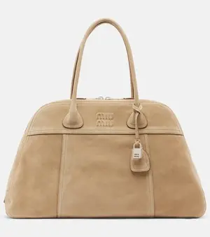 Miu Miu Vivant Large Suede Bowling Bag - Beige