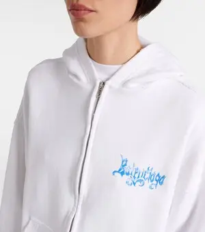 Balenciaga Logo Cotton Jersey Zip-up Hoodie