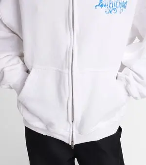 Balenciaga Logo Cotton Jersey Zip-up Hoodie