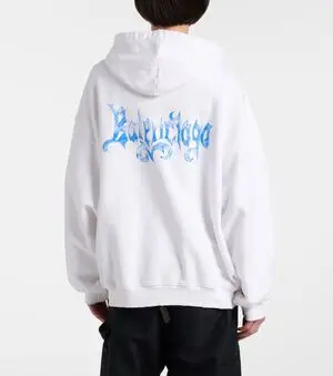 Balenciaga Logo Cotton Jersey Zip-up Hoodie