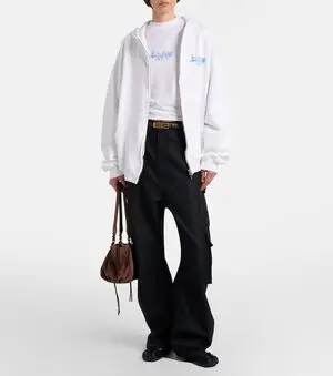 Balenciaga Logo Cotton Jersey Zip-up Hoodie