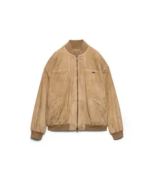Prada Suede Zip-up Jacket - Neutral