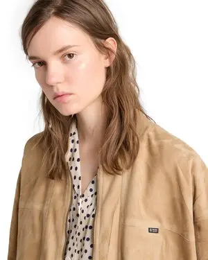 Prada Suede Zip-up Jacket - Neutral