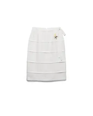 Prada Embroidered Linen Pencil Skirt