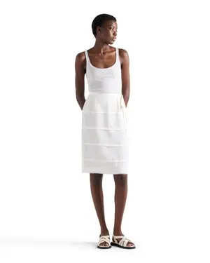 Prada Embroidered Linen Pencil Skirt