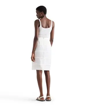 Prada Embroidered Linen Pencil Skirt