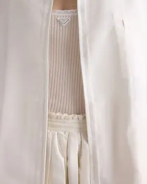 Prada Pleated Silk Faille Skirt - White