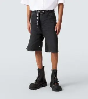 Balenciaga Belted Denim Bermuda Shorts