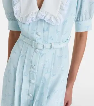 Alessandra Rich Floral Silk Midi Dress