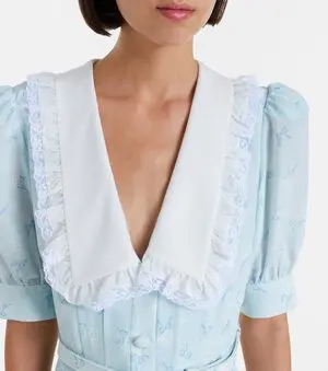 Alessandra Rich Floral Silk Midi Dress