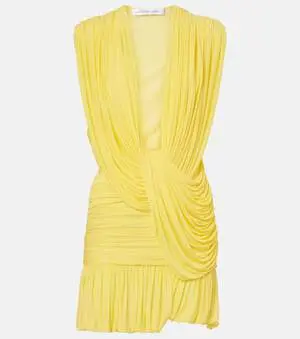 Christopher Esber Ripple Ruched Draped Jersey Minidress - Yellow