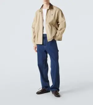 Prada Cotton Blouson Jacket With Leather Trim