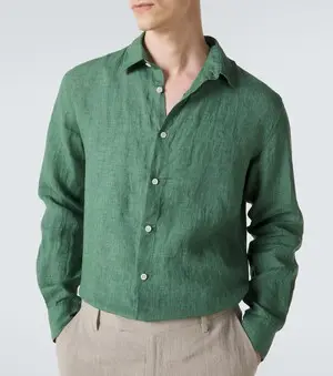 Sunspel Linen Shirt - Green