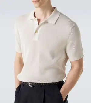 Sunspel Ribbed-knit Cotton Polo Shirt - Beige