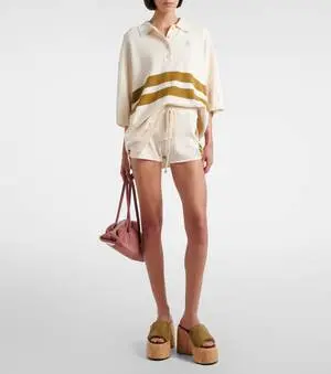 Attico Striped Oversized Cotton Polo Shirt