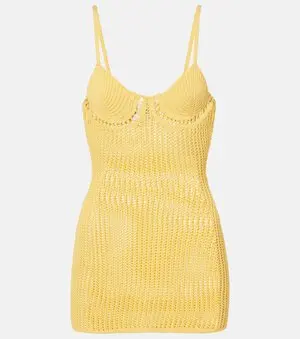 Attico Crochet Cotton-blend Minidress - Yellow