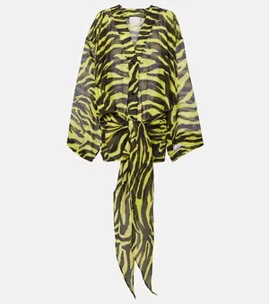 Attico Animal-print Cotton Muslin Minidress - Yellow