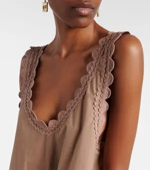 JULIET DUNN Embroidered Cotton Mini Dress - Brown