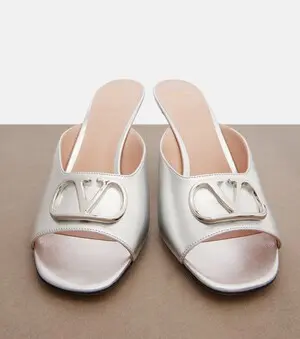 Valentino Garavani Vlogo Metallic Leather Mules