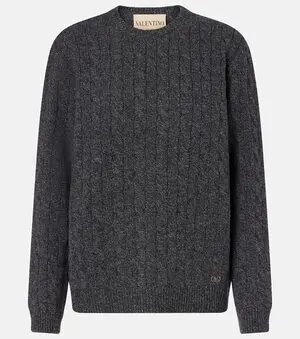 Valentino Garavani Cable-knit Virgin Wool Mouline Sweater - Grey