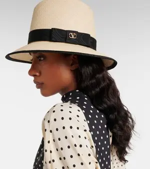 Valentino Garavani Vlogo Straw Panama Hat