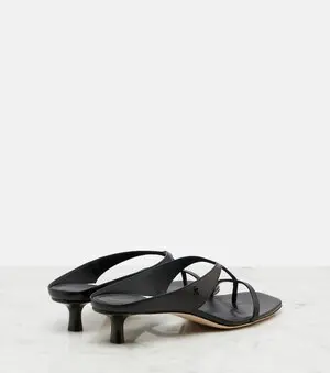 JIMMY CHOO Emery Leather Thong Sandals - Black