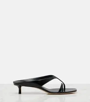 JIMMY CHOO Emery Leather Thong Sandals - Black