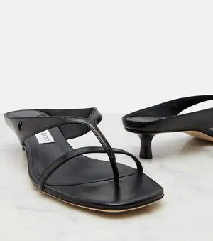JIMMY CHOO Emery Leather Thong Sandals - Black