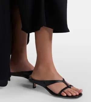JIMMY CHOO Emery Leather Thong Sandals - Black