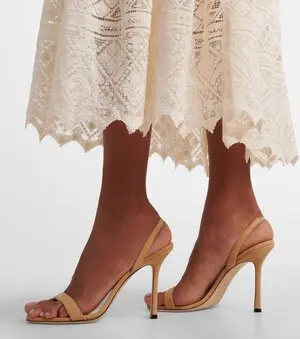 JIMMY CHOO Suede Slingback Sandals - Beige