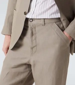 Brunello Cucinelli Linen Straight Leg Trousers