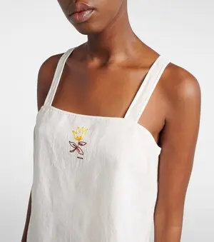 Prada Embroidered Linen Minidress