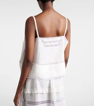 Prada Lace-trimmed Linen Camisole Top