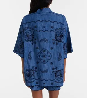 Zimmermann Aster Embroidered Denim Shirt