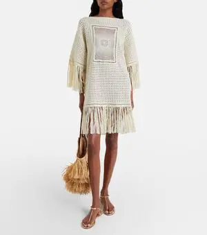 Zimmermann Indra Crochet Fringed Cotton Minidress