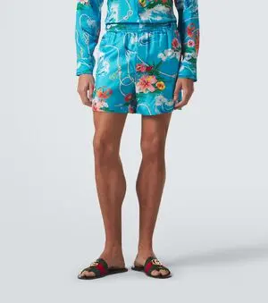 Gucci Printed Silk Twill Shorts
