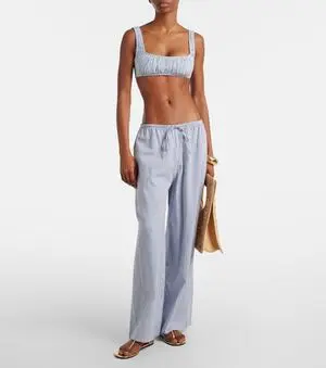 MONTCE Striped Cotton Wide-leg Pants