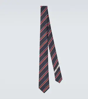 Valentino Garavani Vlogo Striped Silk Twill Jacquard Tie - Blue