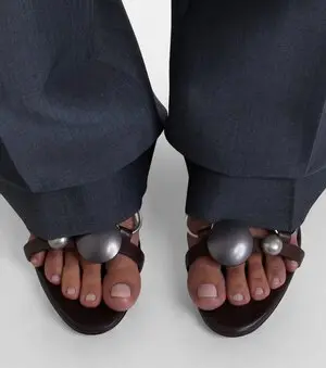 Miu Miu Embellished Leather Slingback Sandals