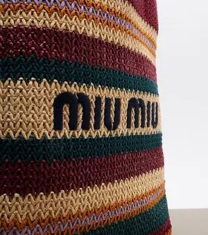Miu Miu Woven Raffia-effect Shopper - Multicoloured