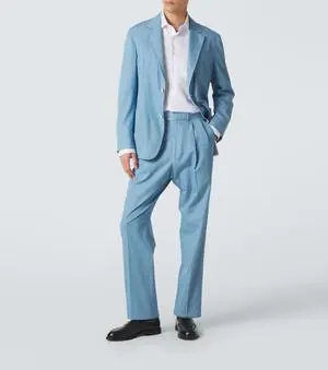 Dunhill Pleated Straight Cotton Suit Pants