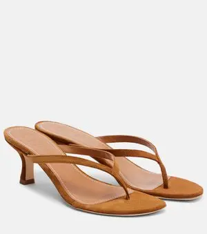 Staud Freja Suede Thong Sandals - Brown