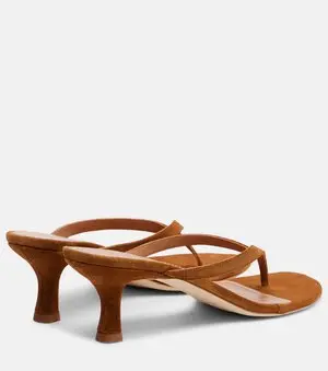 Staud Freja Suede Thong Sandals - Brown