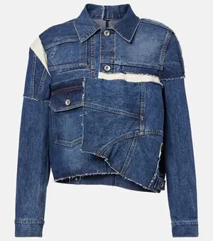 Sacai Patchwork Denim Jacket - Blue