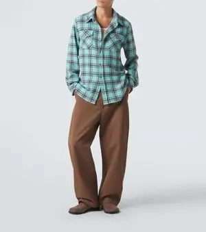 GOD'S TRUE CASHMERE Plaid Cashmere Shirt With Amethyst